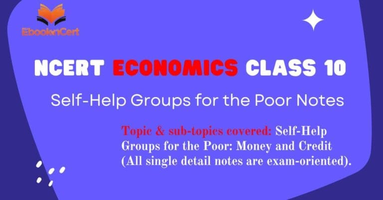 NCERT Economics Class 10 | Self-Help Groups for the Poor Notes